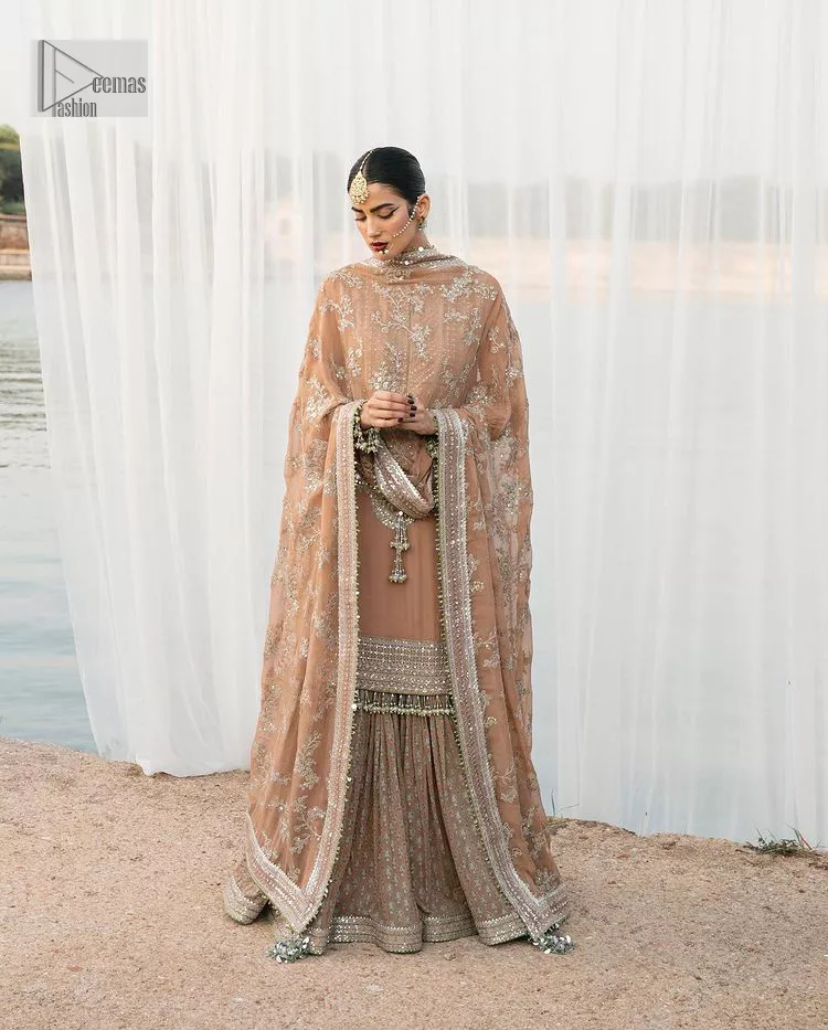 Soft Brown Short Shirt - Sharara n Dupatta As Party Outfit
